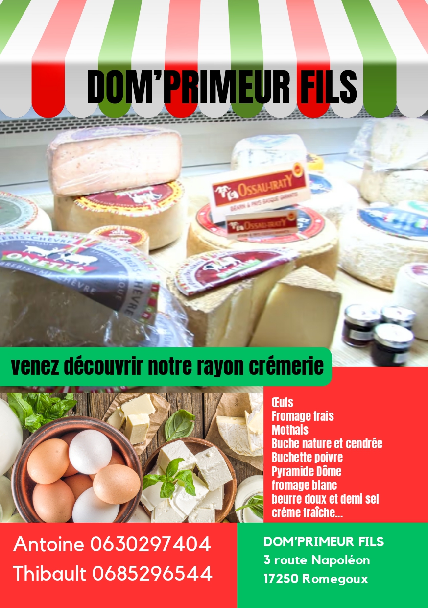 Découvrez notre rayon fromagerie • DOM PRIMEUR FILS